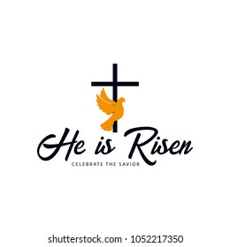 He Risen Church Easter Logo Emblem Stock Vector (Royalty Free ...