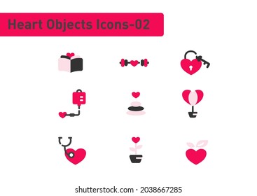 Heart Objects Flat Icon Set Isolated Stock Vector (Royalty Free ...