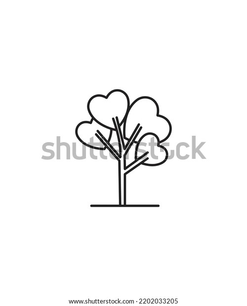 Heart Shape Tree Line Art Icon Stock Vector (Royalty Free) 2202033205 ...