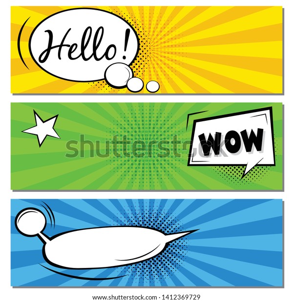 Hello Wow Comic Speech Bubbles Pop Stock Vector (Royalty Free ...