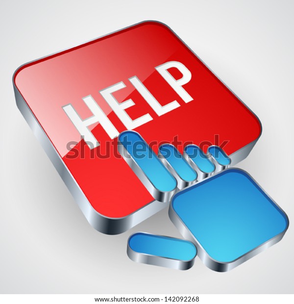 Help Button Blue Hand Cursor Stock Vector (Royalty Free) 142092268 ...