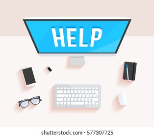 Help Desktop Computer Stock Vector (Royalty Free) 577307725 | Shutterstock