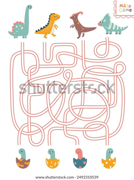 Help Dinosaur Find Path His Baby Stock Vector (Royalty Free) 2492310539 ...