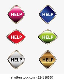 Help Button Illustrated Vector On Background: стоковая векторная ...