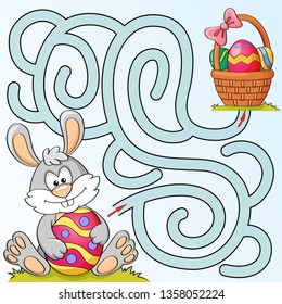 Help Little Bunny Find Path Easter Stock Vector (Royalty Free ...