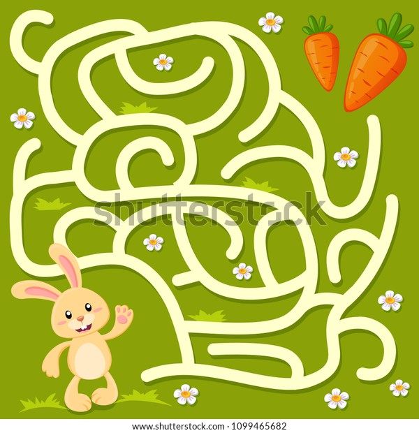 Help Little Bunny Find Path Carrot Stock Vector (Royalty Free ...