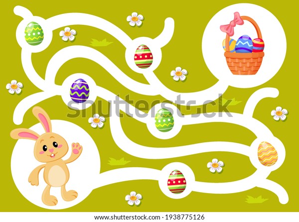 Help Little Bunny Find Path Easter Stock Vector (Royalty Free ...
