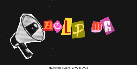 Help Me Collage Poster Vintage Cutout Stock Vector (Royalty Free ...