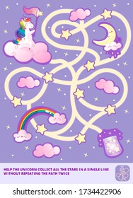 Help Rainbow Unicorn Collect All Stars Stock Vector (Royalty Free ...