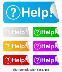 Help Rectangular Stickers Stock Vector (Royalty Free) 65637163 ...