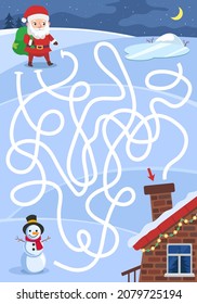 Maze Game Children Education Worksheet Santa Stock Vector (Royalty Free ...
