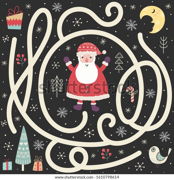 Help Santa Claus Find Way Christmas Stock Vector (Royalty Free ...
