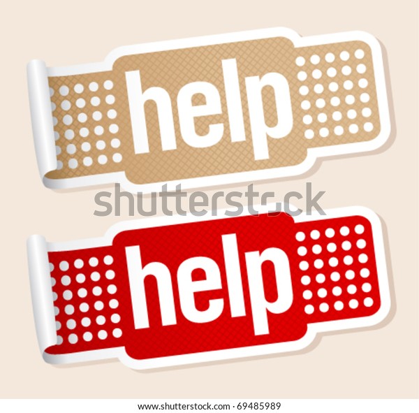 Help Stickers Shape Patch Stock Vector (Royalty Free) 69485989 ...