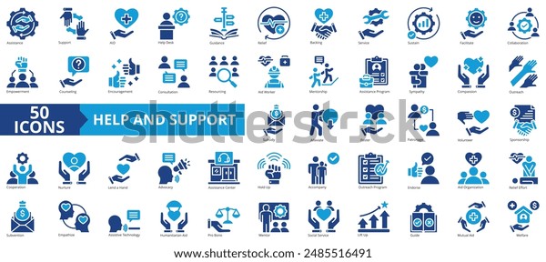 Help Support Icon Collection Set Containing Stock Vector (Royalty Free ...
