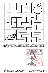 Cartoon Maze Kids Cute Caterpillar Apple Stock Vector (Royalty Free ...