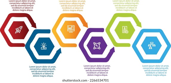 Hexagon Flow Process Vector Line Art Stock Vector (Royalty Free ...