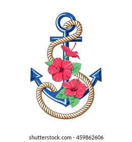 Anchor With Flowers Design