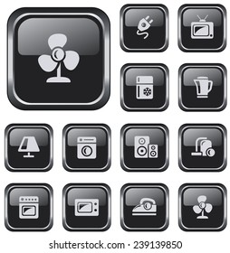 Home Electronics Button Set Stock Vector (Royalty Free) 185835983 ...