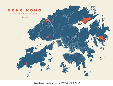 Hong Kong Map Vector Poster Flyer Stock Vector (Royalty Free ...