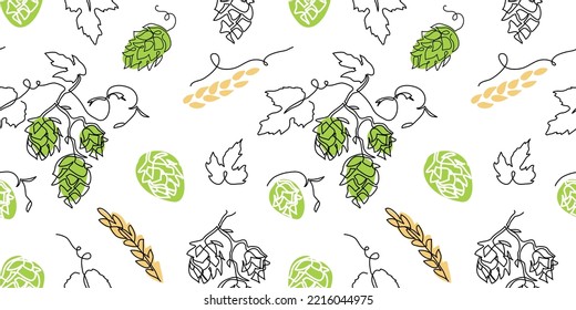 82+ Thousand Line Drawing Patterned Background Hops Barley Royalty-Free ...