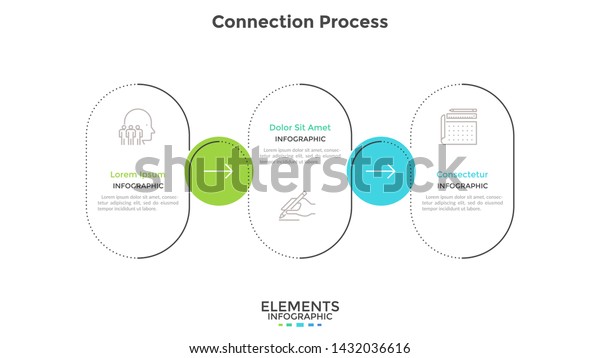 Horizontal Diagram 3 Rounded Elements Connected Stock Vector (Royalty ...