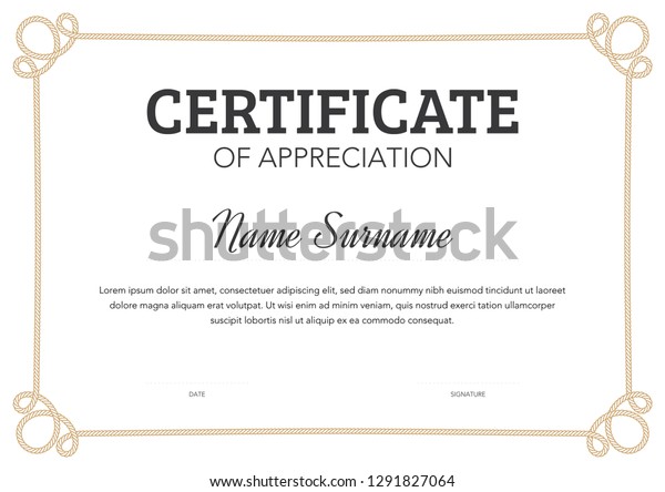 Horizontal Format Certificate Template Classical Style Stock Vector ...