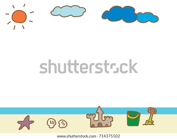 Horizontal Frame Beach Theme Stock Vector (Royalty Free) 714375502 ...