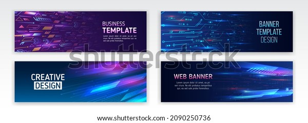 Horizontal Header Web Background High Tech Stock Vector (Royalty Free ...