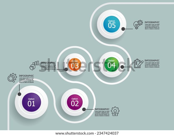 Horizontal Round Circle Steps Timeline Infographic Stock Vector ...