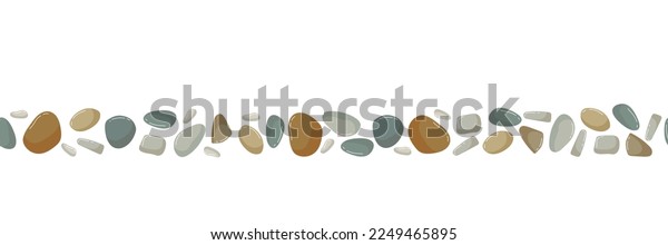 Horizontal Seamless Beach Pebbles Border Various Stock Vector (Royalty ...
