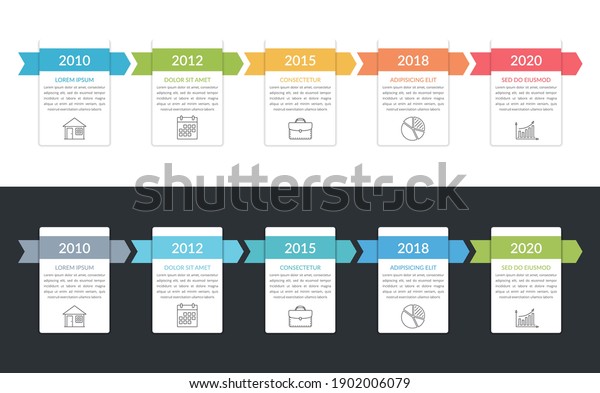 Horizontal Timeline Template Five Arrows Shapes Stock Vector (Royalty ...