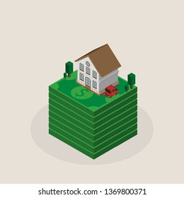 House On Stack Banknote Concept Saving Stock Vector (Royalty Free ...