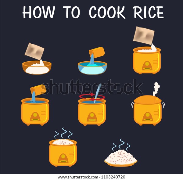 How Cook Rice Flat Vector Stock Vector (Royalty Free) 1103240720 ...