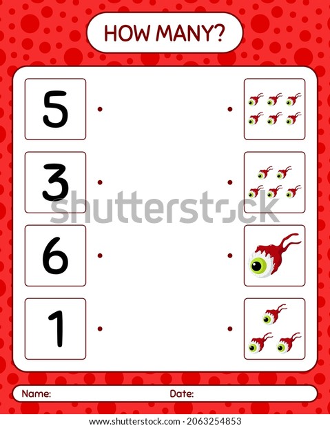 How Many Counting Game Eyeball Worksheet Stock Vector (Royalty Free ...