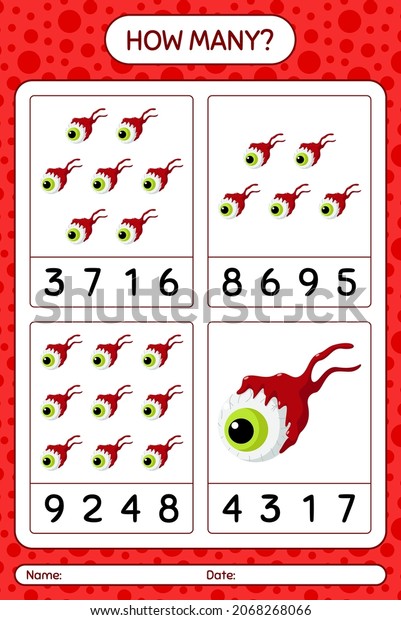 How Many Counting Game Eyeball Worksheet Stock Vector (Royalty Free ...