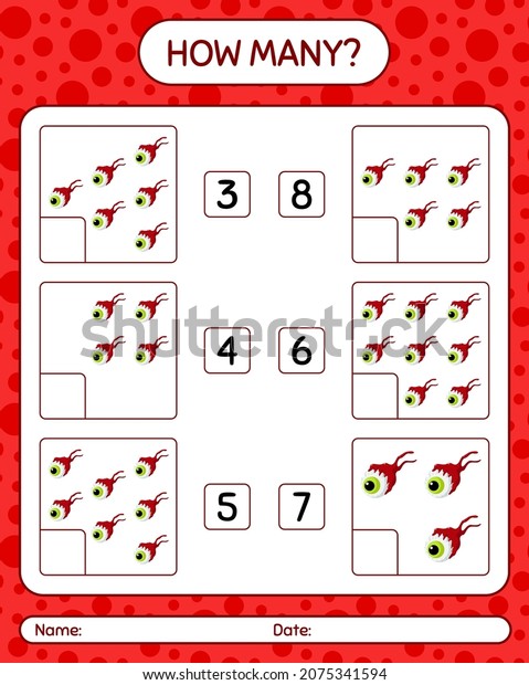 How Many Counting Game Eyeball Worksheet Stock Vector (Royalty Free ...