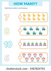 How Many Math Worksheet Kids Stock Vector (Royalty Free) 1987829792 ...