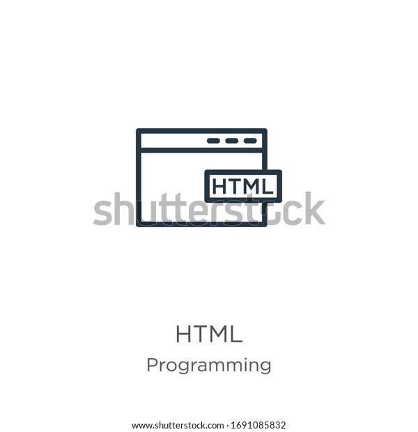 Html Icon Thin Linear Html Outline Stock Vector (Royalty Free ...