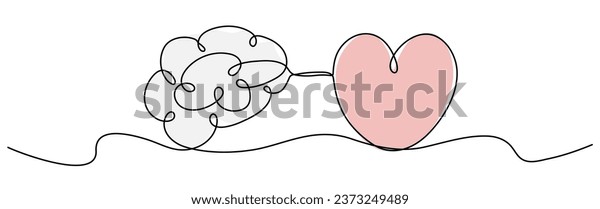 Human Brain Heart Continuous One Line Stock Vector (Royalty Free ...