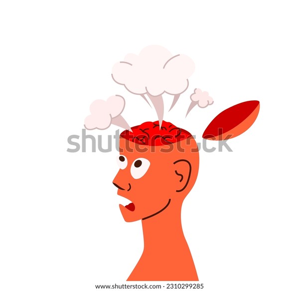 Human Head Open Brain Explosion Think Stock Vector (Royalty Free ...