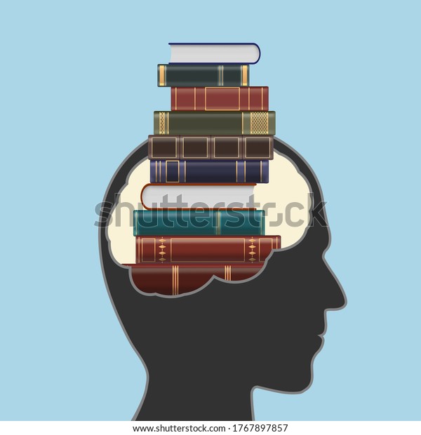 Human Head Stack Books Inside Vector Stock Vector (Royalty Free ...