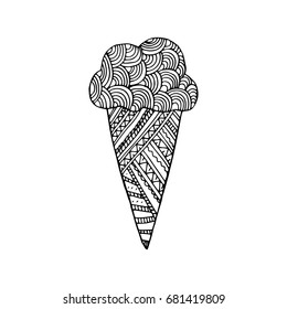 Icecream Zentangle Inspired Coloring Book Page Stock Vector (Royalty ...