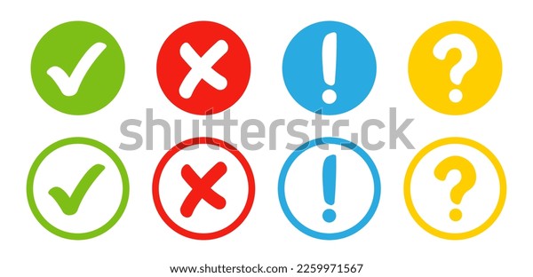 Icon Set Check Mark Cross Question Stock Vector (Royalty Free) 2259971567 | Shutterstock