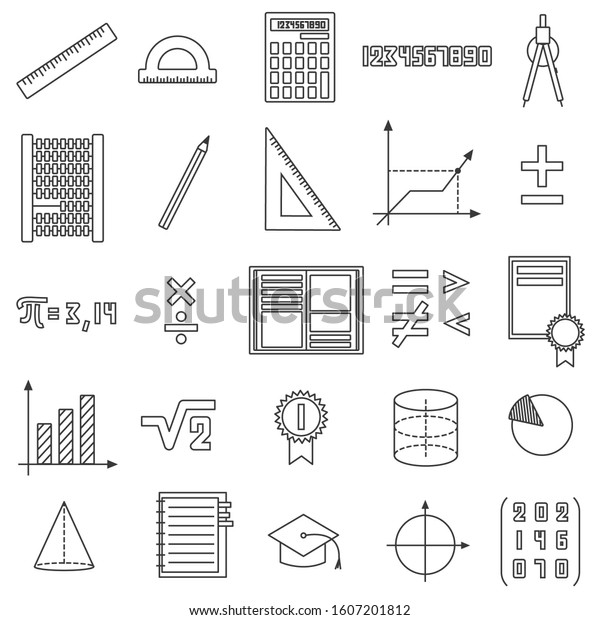 Icon Set Education Math Vector Black Stock Vector (Royalty Free ...
