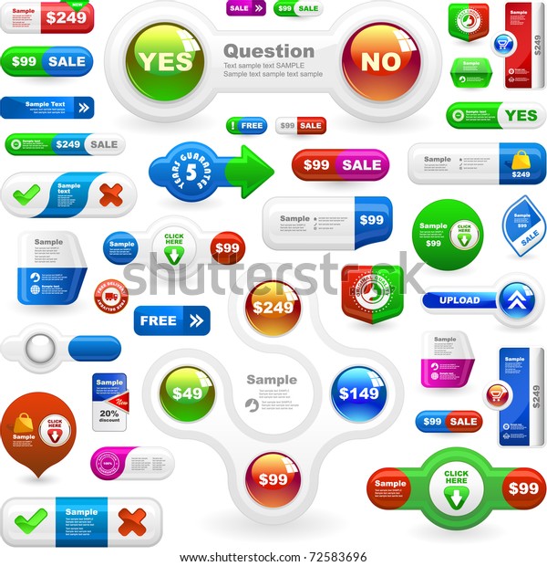 Icon Set Web Button Label Set Stock Vector (Royalty Free) 72583696 ...