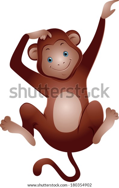 Illustration Cute Monkey Scratching Head Stock Vector (Royalty Free ...