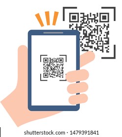 Illustration Hand Using Qr Code Stock Vector (Royalty Free) 1479391841 ...