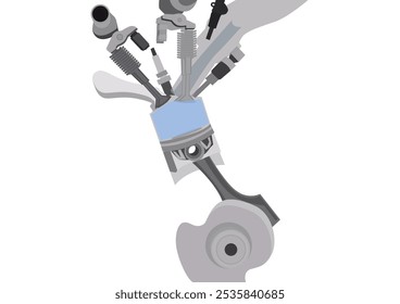 Illustration Cross-section Single Cylinder Engine Includes Stock Vector ...