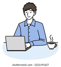 Illustration Man Using Computer Stock Vector (Royalty Free) 2221191427 ...