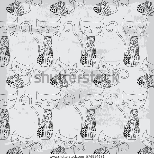 Illustration Multiple Cats Background Pattern Stock Vector (Royalty ...